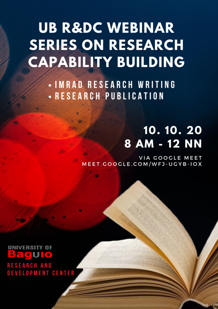 UB R&DC Webinar Series On Research Capability Building IMRAD FORMAT ...