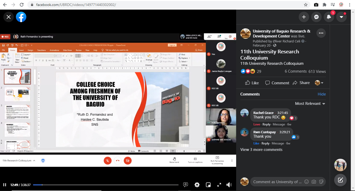11th University Research Colloquium: A Virtual Presentation